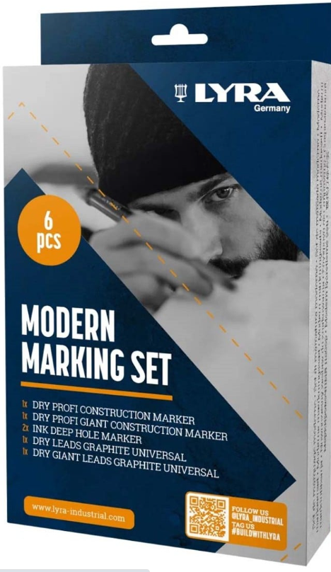 LYRA Modern Marking Set 6 tlg. 4 Stk Marker und Ersatzminen, In Tasche - Schwarz Stahl AG, Lenzburg